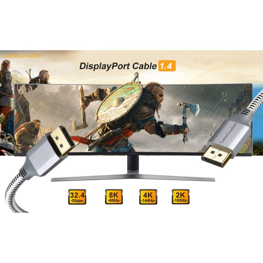 CableCreation 8k 60 Hz DP DisplayPort 1.4 to DP DisplayPort Cable 2M