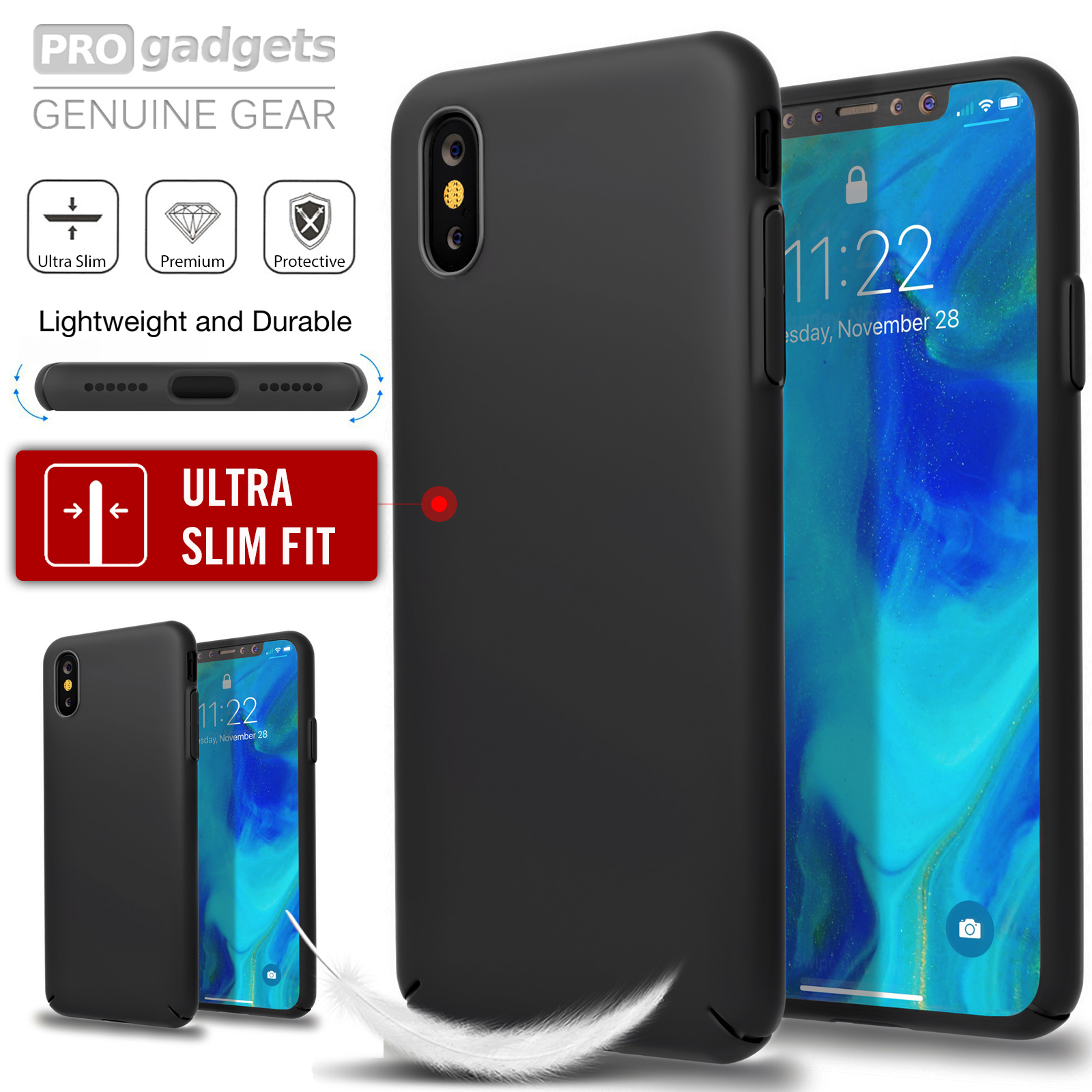 iPhone X Case Genuine Ultra Thin Fit Exact-Fit Slim Hard Premium Cover ...