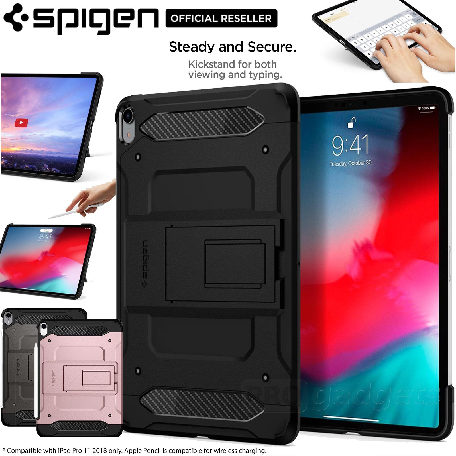iPad Pro 11-inch 1st Gen (2018) Case Genuine Spigen Heavy Duty Tough ...
