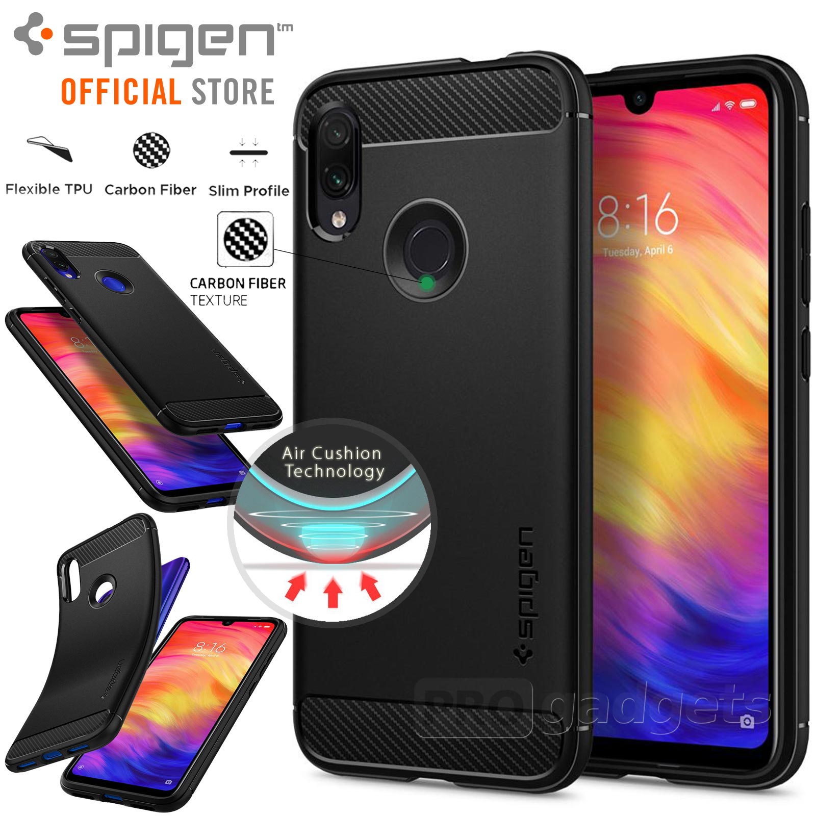 Xiaomi Redmi Note 7 Pro / Note 7 Case, Genuine SPIGEN Rugged Armor Soft ...