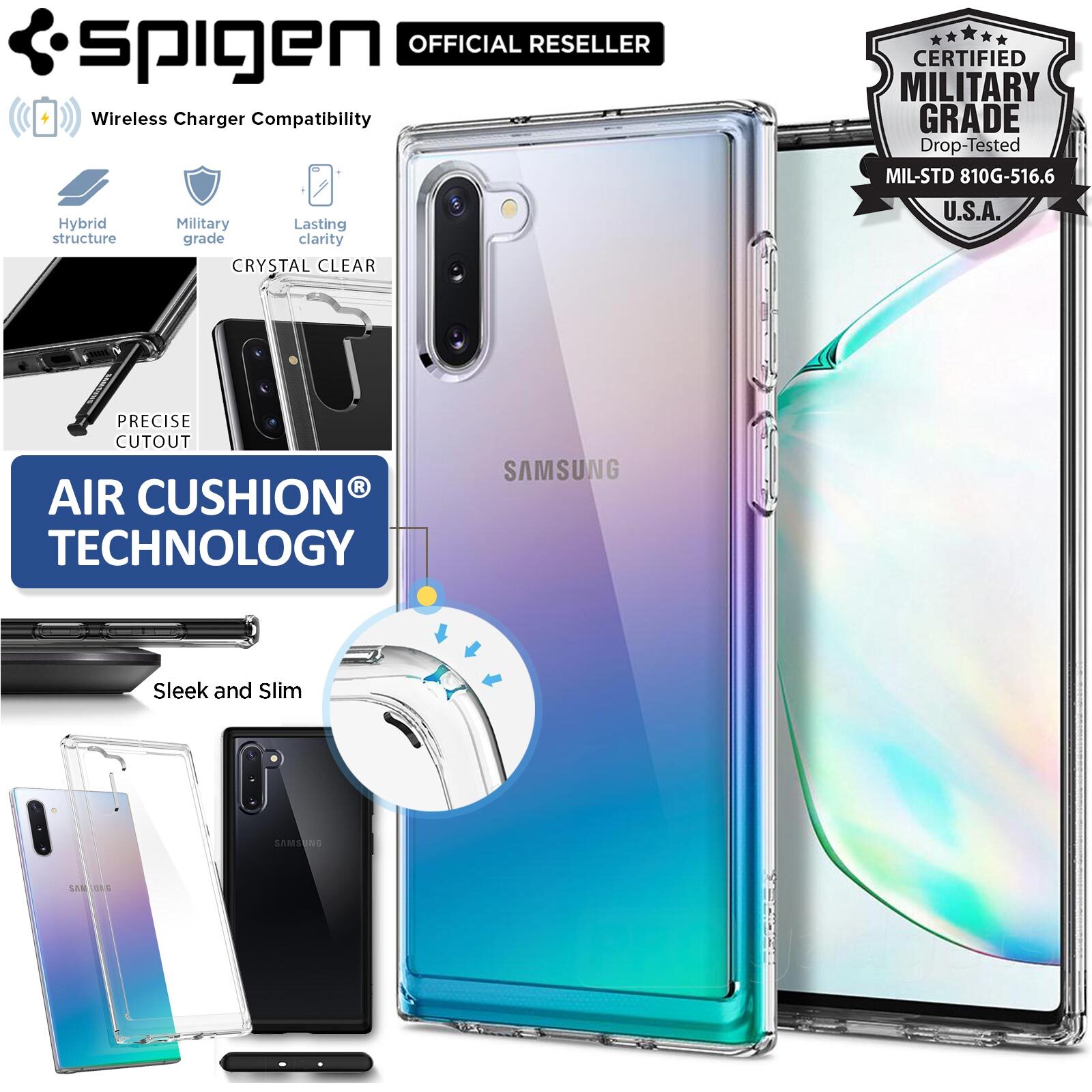 Galaxy Note 10 Case, Genuine SPIGEN Ultra Hybrid Hard Bumper Cover for ...