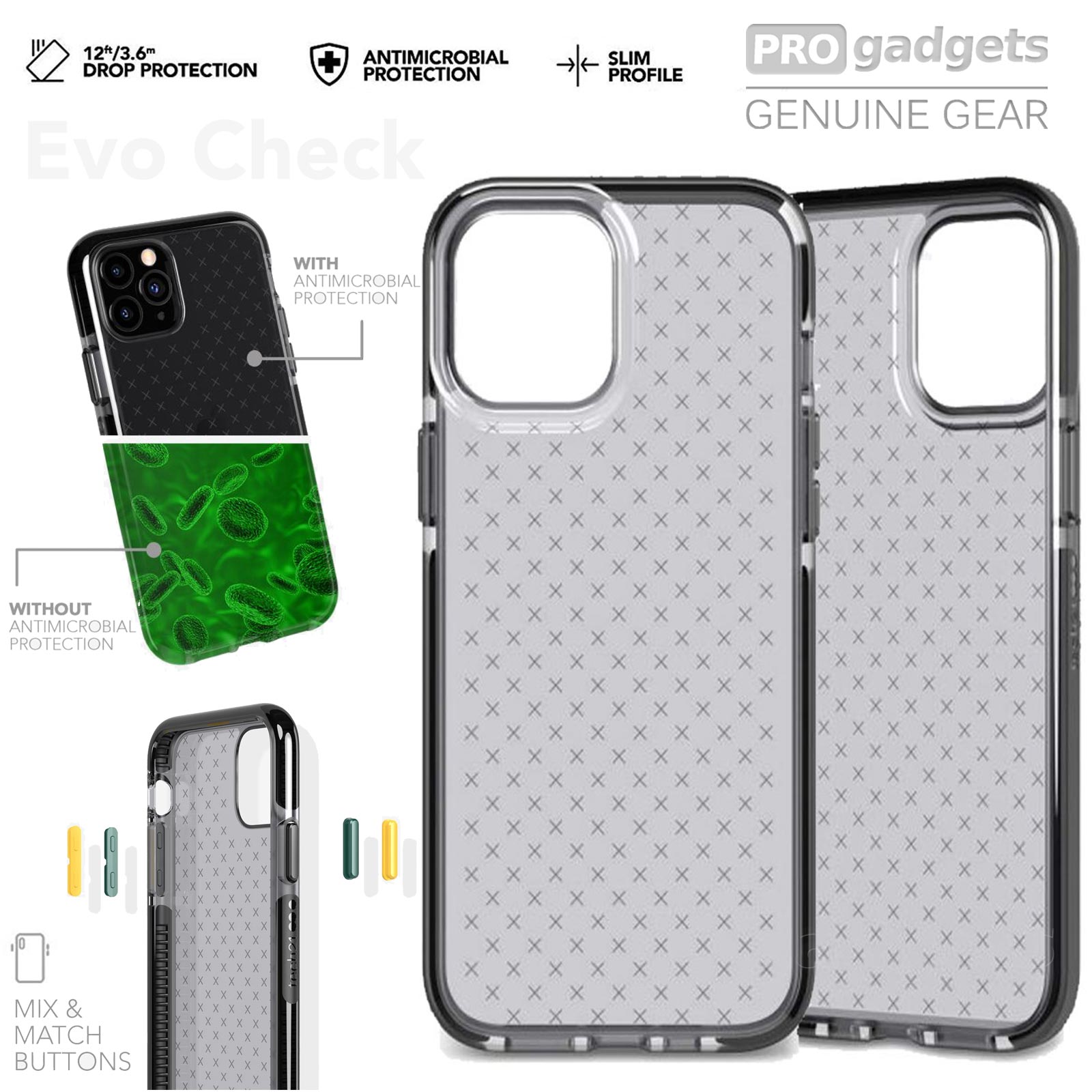 Genuine TECH21 Evo Check Slim Tough Silicone Cover for Apple iPhone 12 ...