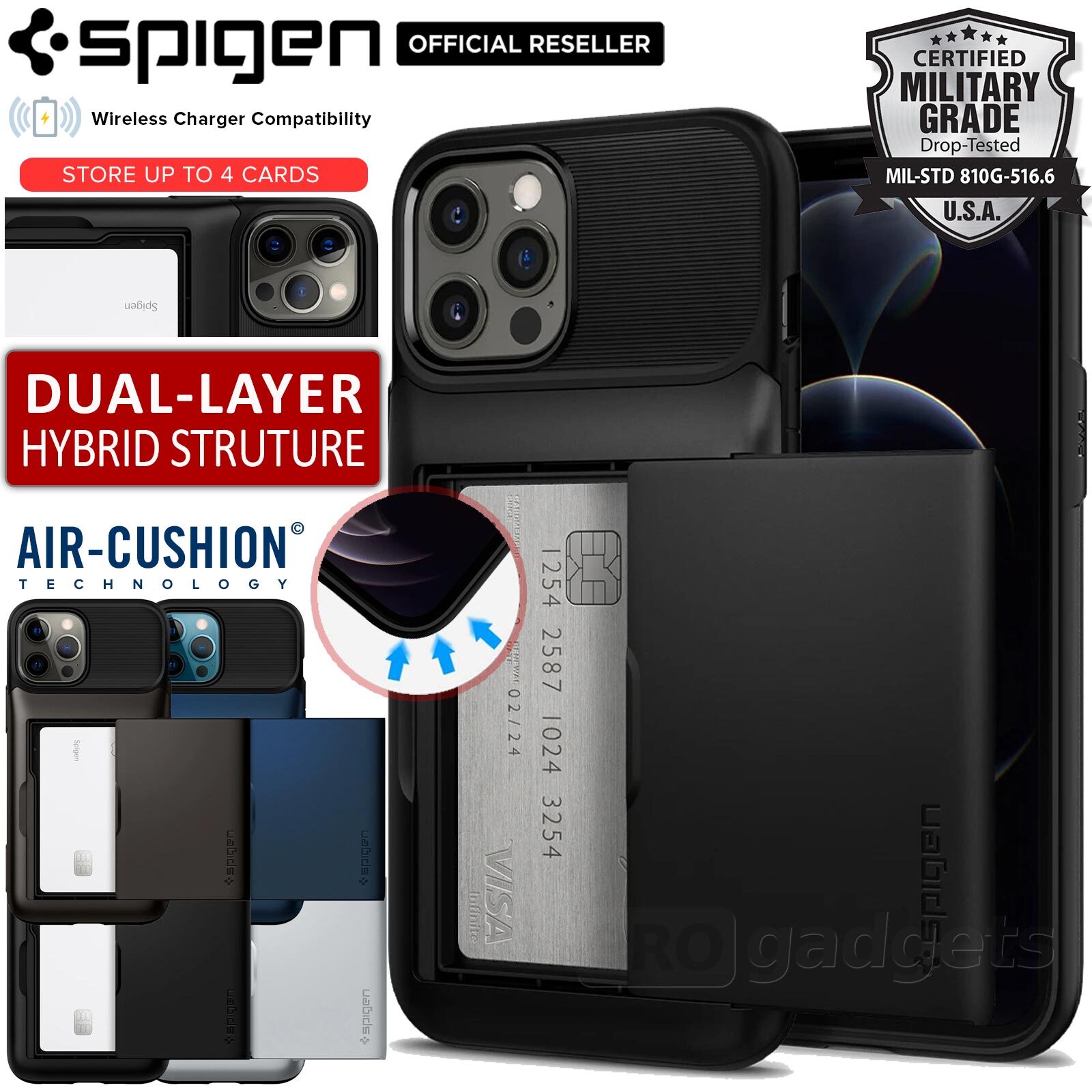 Genuine SPIGEN Slim Armor Wallet Card Slider Holder Cover for Apple ...