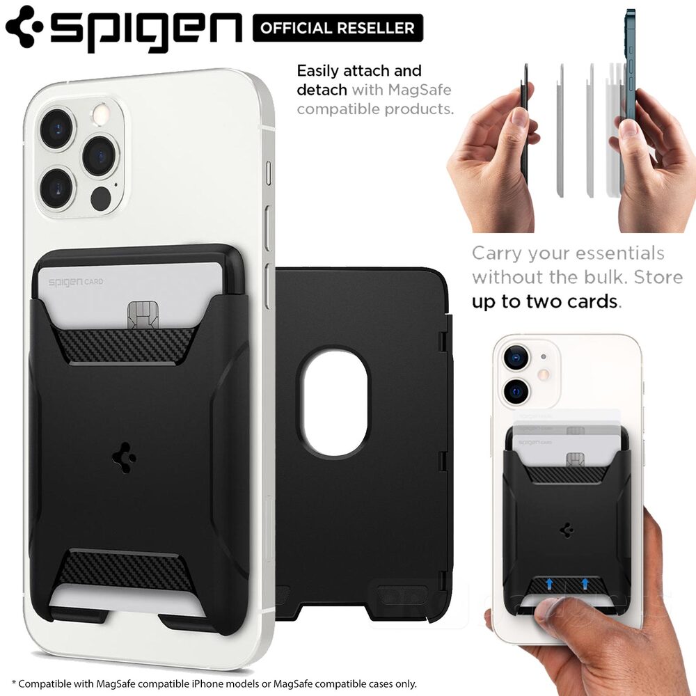 SPIGEN MagSafe Card Holder Rugged Armor (MagFit) Case for iPhone ...