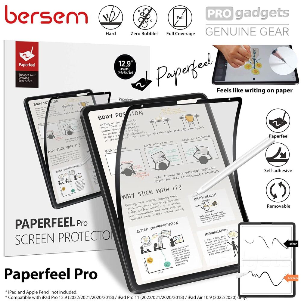 Bersem Paperfeel Pro Film Screen Protector for iPad Pro 12.9 (2022/2021 ...