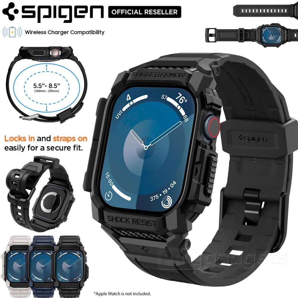 SPIGEN Rugged Armor Pro + Strap Band for Apple Watch Series 10 42mm Case