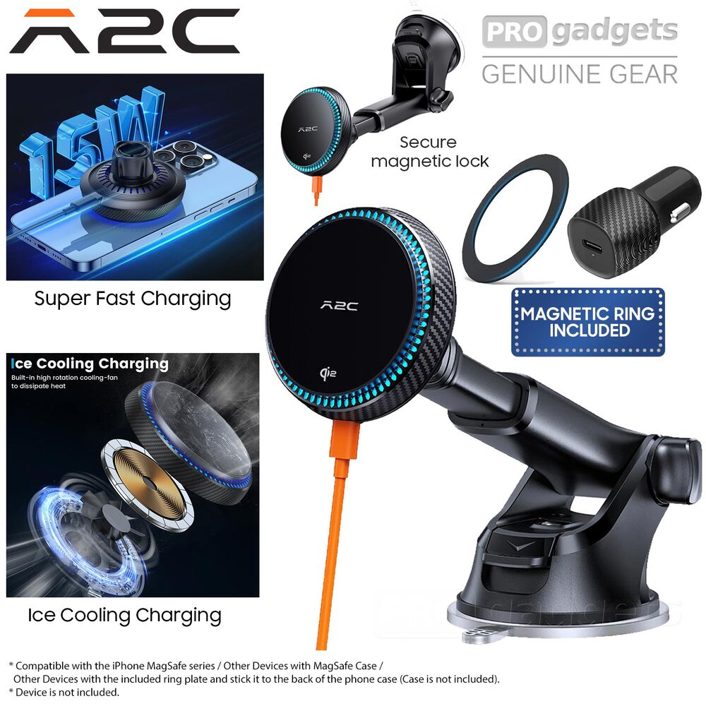 A2C Universal Qi2 15W Dashboard Windshield Wireless Charger (Car ...