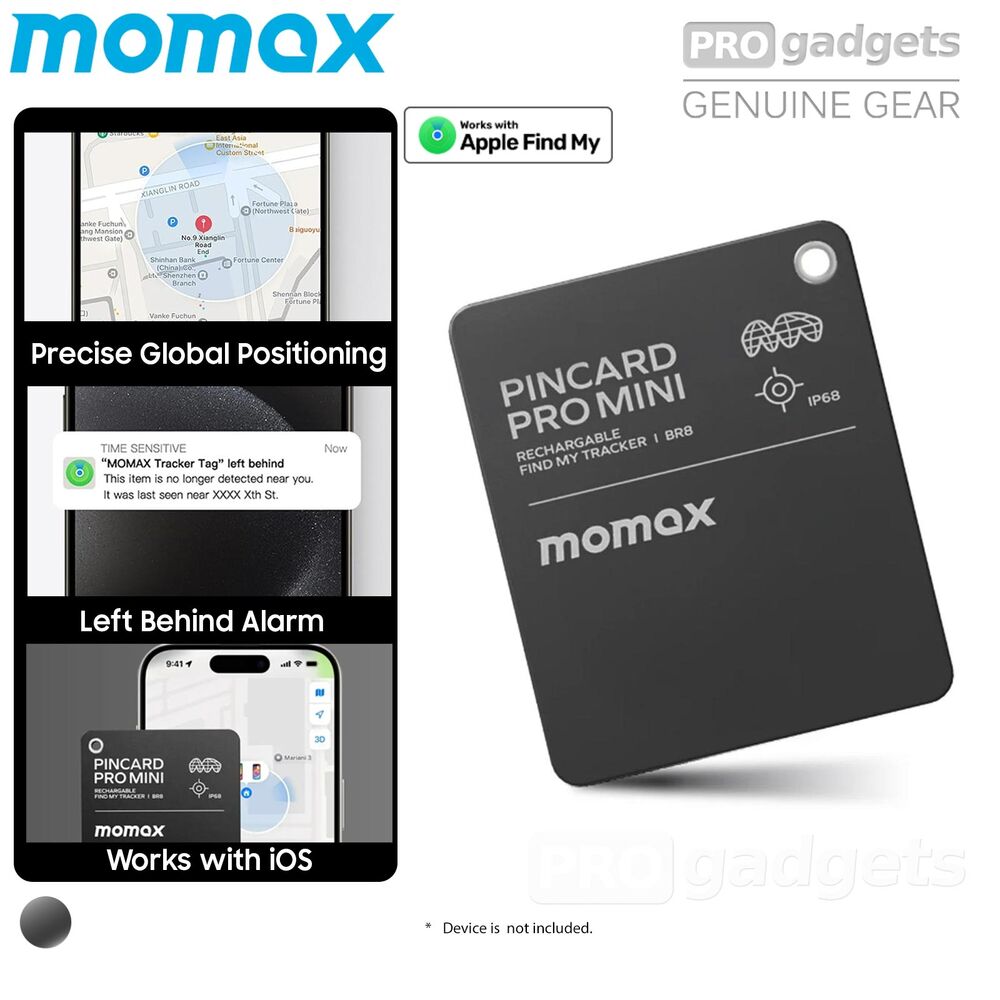 Momax PinCard Pro Mini Rechargeable Find My Tracker Card